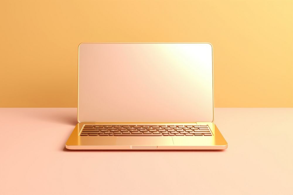 Gold laptop computer portability electronics. | Free Photo Illustration ...