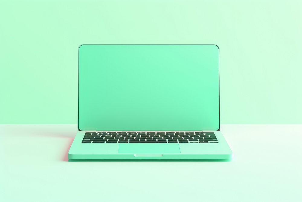 Green laptop computer portability electronics. | Premium Photo ...