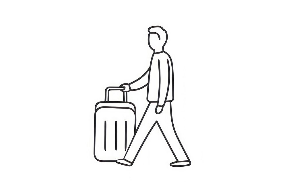 Man walking luggage drawing cartoon | Premium Photo Illustration - rawpixel