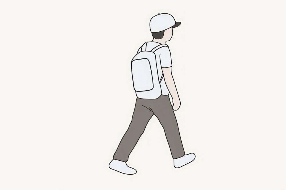 Boy backpack walking drawing cartoon | Premium Photo Illustration ...
