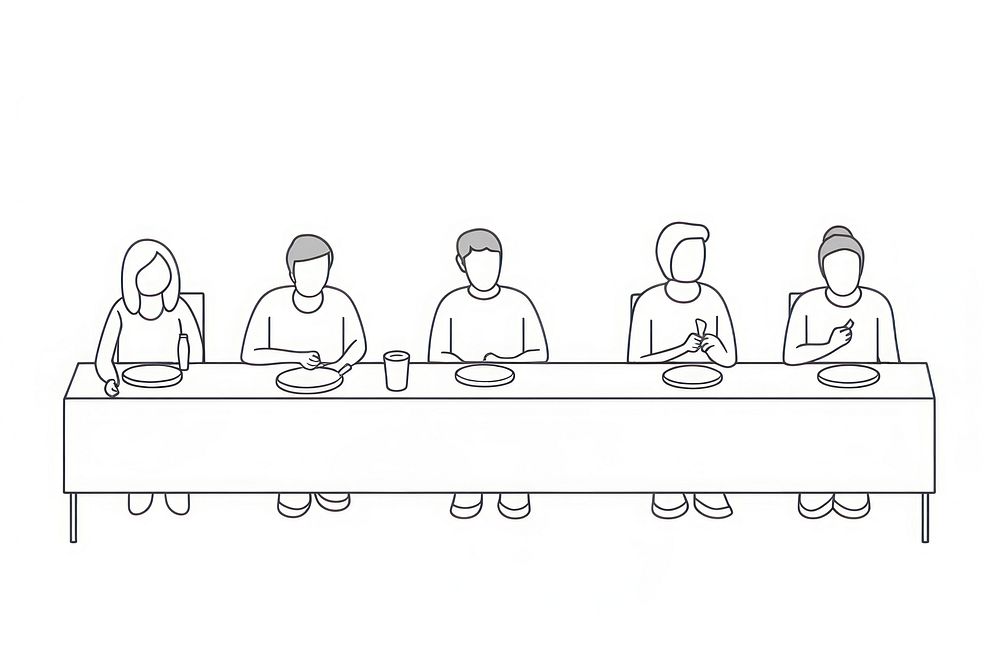 People eating drawing cartoon sketch. | Premium Photo Illustration ...