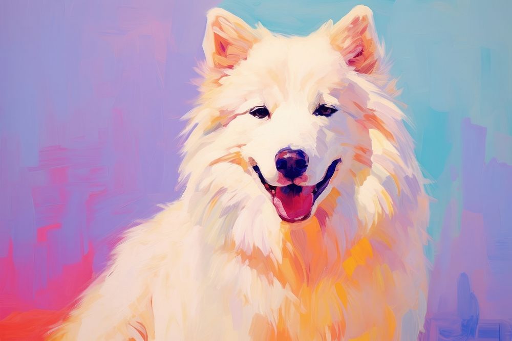 Dog Samoyed painting samoyed mammal. | Premium Photo Illustration ...