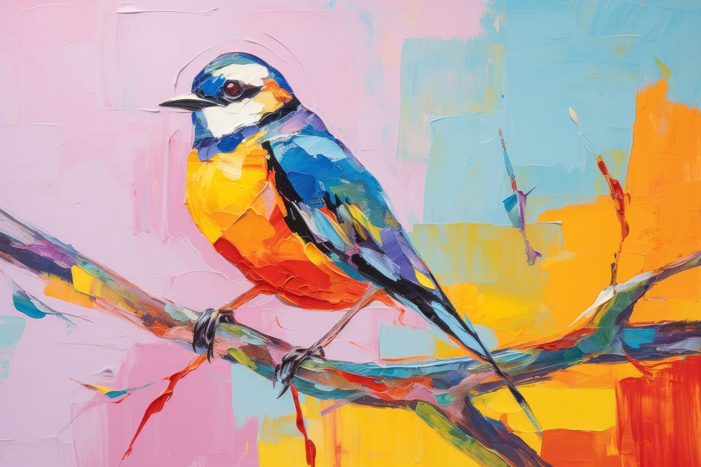 Bird tree painting animal art. | Free Photo Illustration - rawpixel