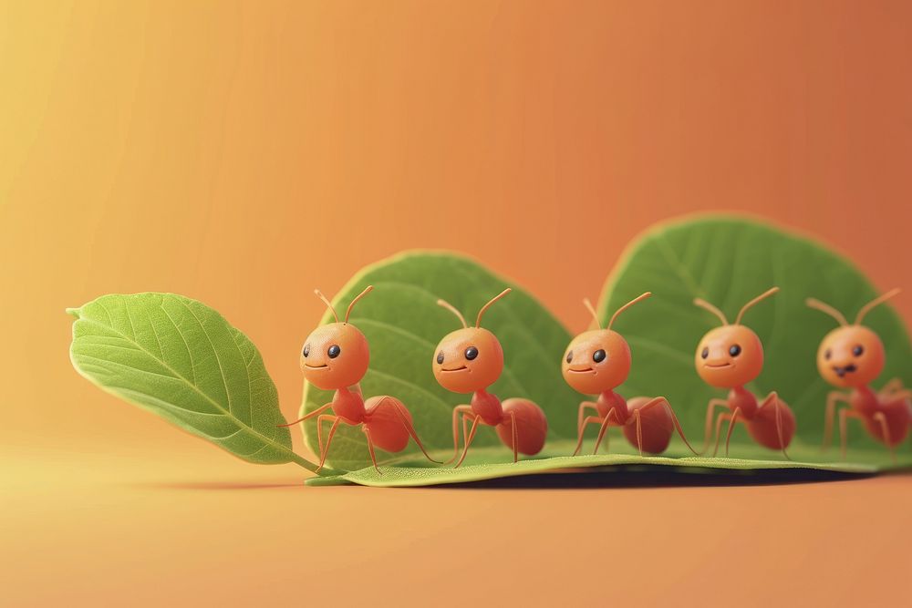 Ants holding leaf queue animal | Free Photo Illustration - rawpixel