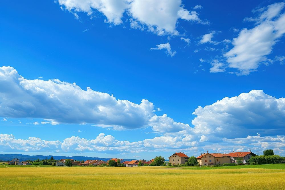 Photo beautiful blue sky village | Premium Photo - rawpixel
