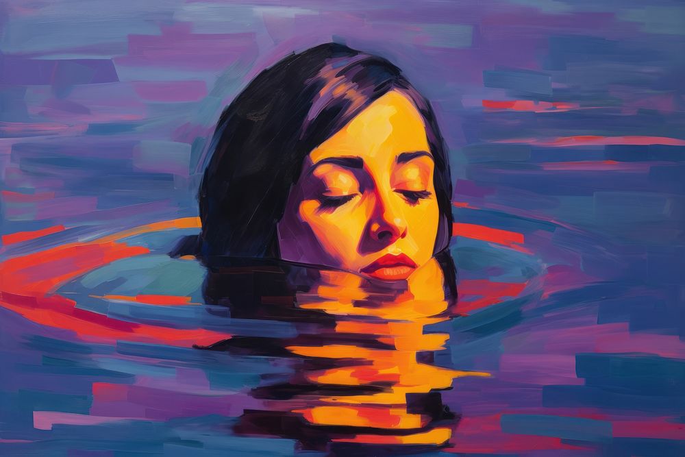 Woman water painting portrait swimming. | Free Photo Illustration ...
