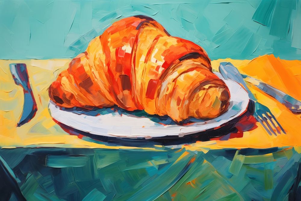 Croissant painting food viennoiserie. | Premium Photo Illustration ...