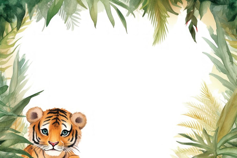 Tiger jungle border backgrounds wildlife | Premium Photo Illustration ...