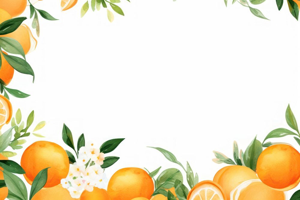 Orange fruits border watercolor backgrounds | Free Photo Illustration ...