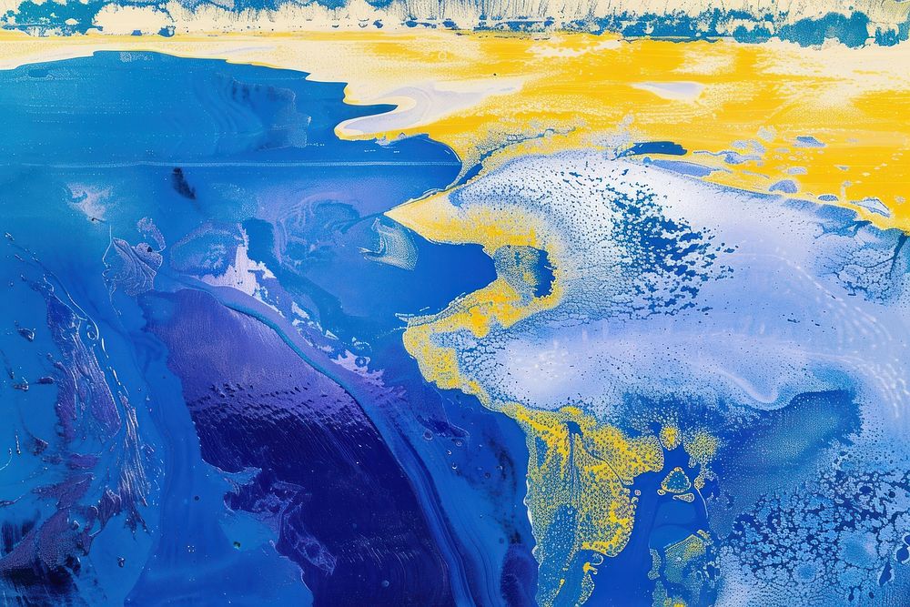 Lagoon painting outdoors drawing. | Free Photo Illustration - rawpixel