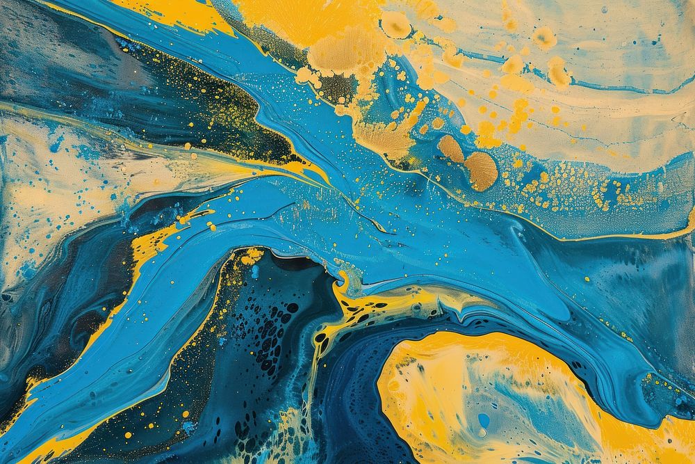 Lagoon painting drawing yellow. | Free Photo Illustration - rawpixel