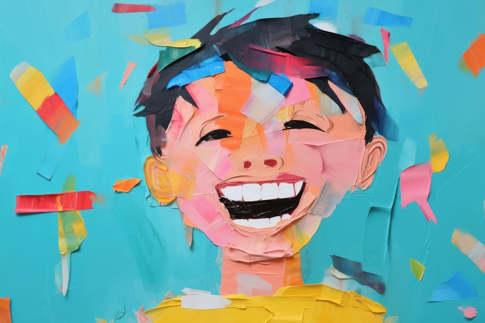 Happy boy art abstract painting. | Free Photo Illustration - rawpixel