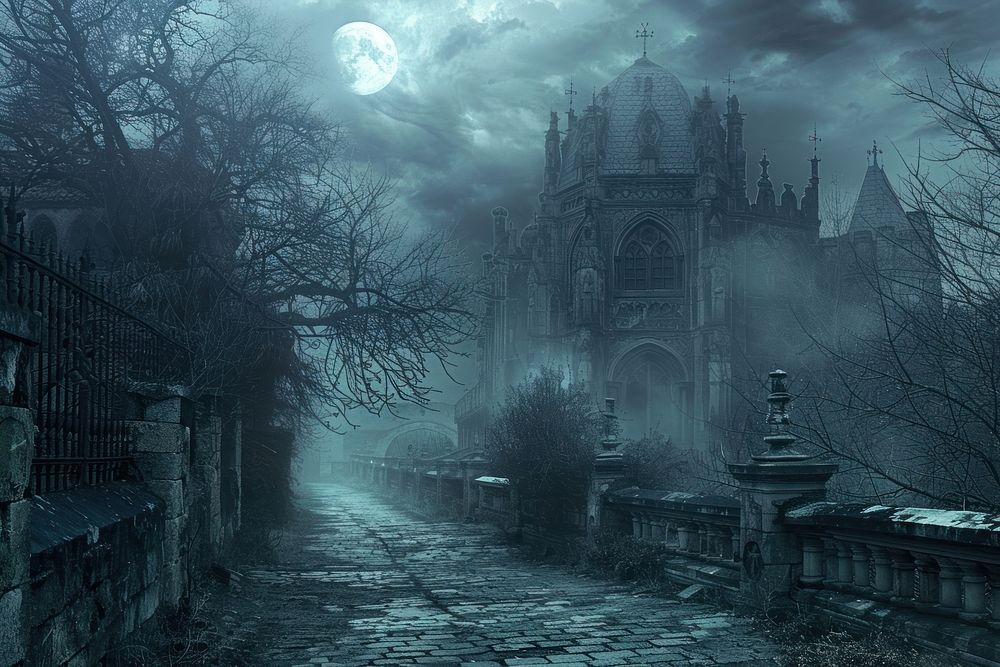 Scene vampire castal outdoors night | Premium Photo - rawpixel