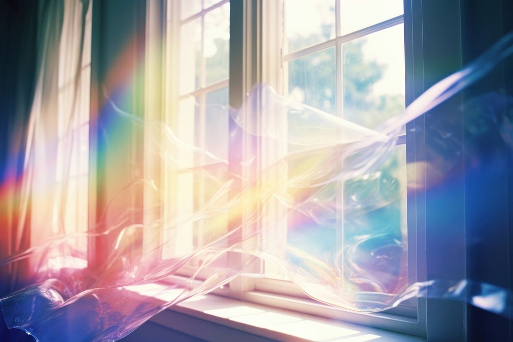 Rainbow streaks window refraction light. | Premium Photo Illustration ...