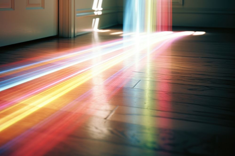 Rainbow streaks light floor lighting. | Premium Photo Illustration ...
