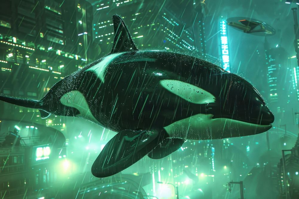 Cyberpunk photo orca shark fish | Free Photo Illustration - rawpixel