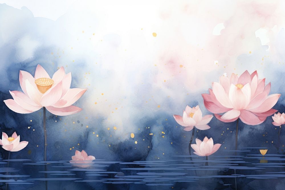 Lotus watercolor background outdoors painting | Free Photo Illustration ...