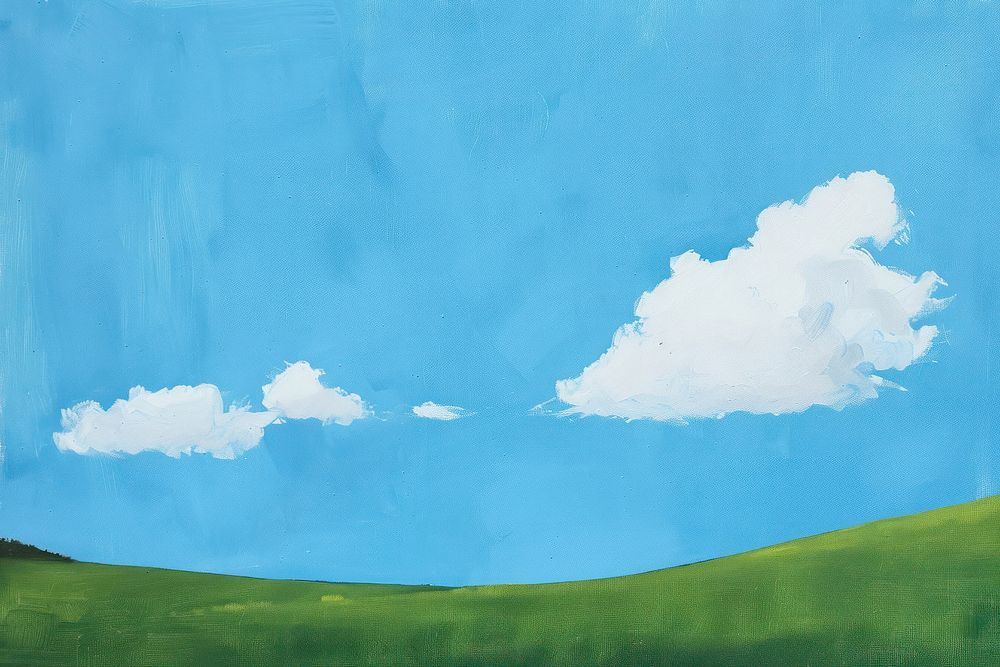 Blue sky landscape outdoors painting. | Premium Photo Illustration ...
