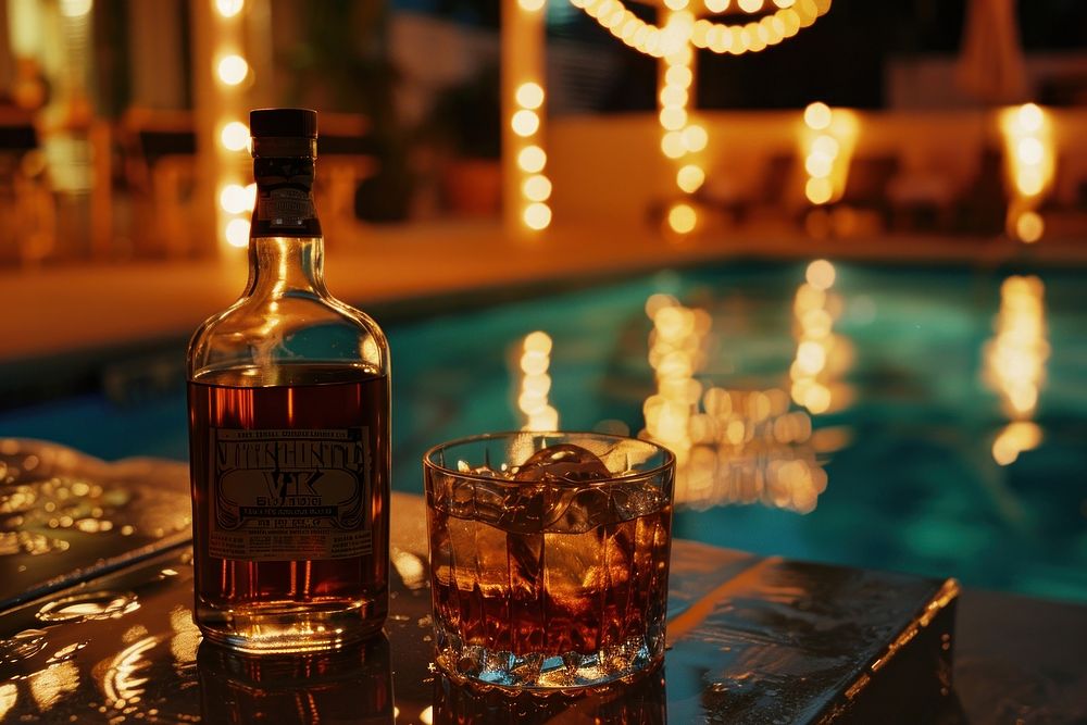 Whiskey pool whisky bottle drink | Free Photo - rawpixel