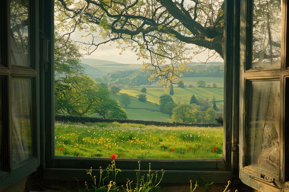 Window see hill landscape outdoors | Premium Photo - rawpixel