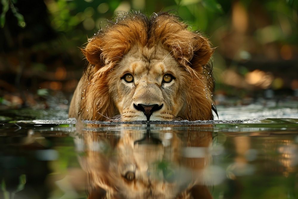 Wild animals wildlife mammal reflection | Free Photo - rawpixel