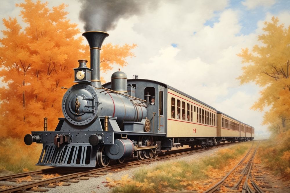 Train and autumn leaves locomotive | Premium Photo Illustration - rawpixel