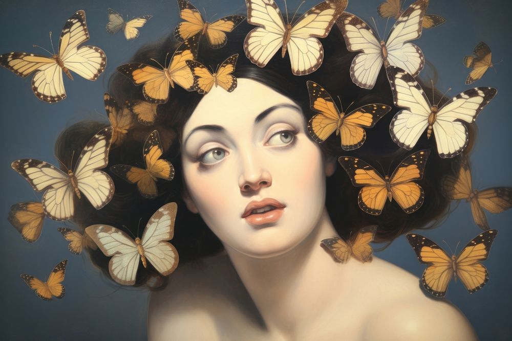 Butterflies butterfly portrait painting. | Premium Photo Illustration ...