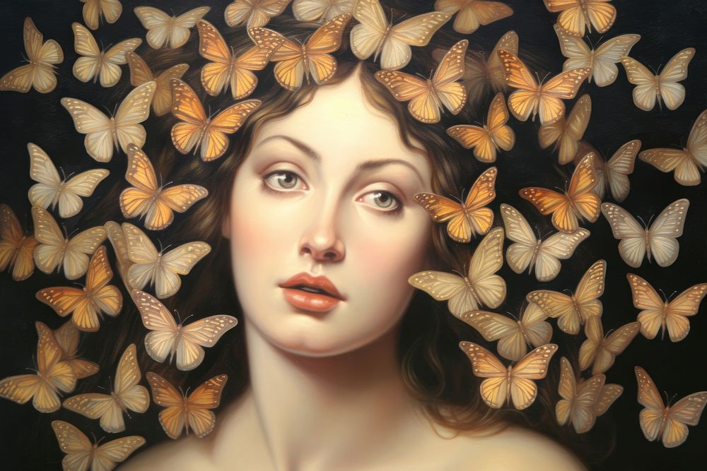 Butterflies butterfly portrait painting. | Premium Photo Illustration ...