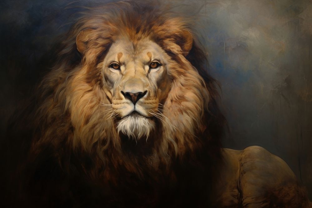 Lion wear crown wildlife painting | Free Photo Illustration - rawpixel