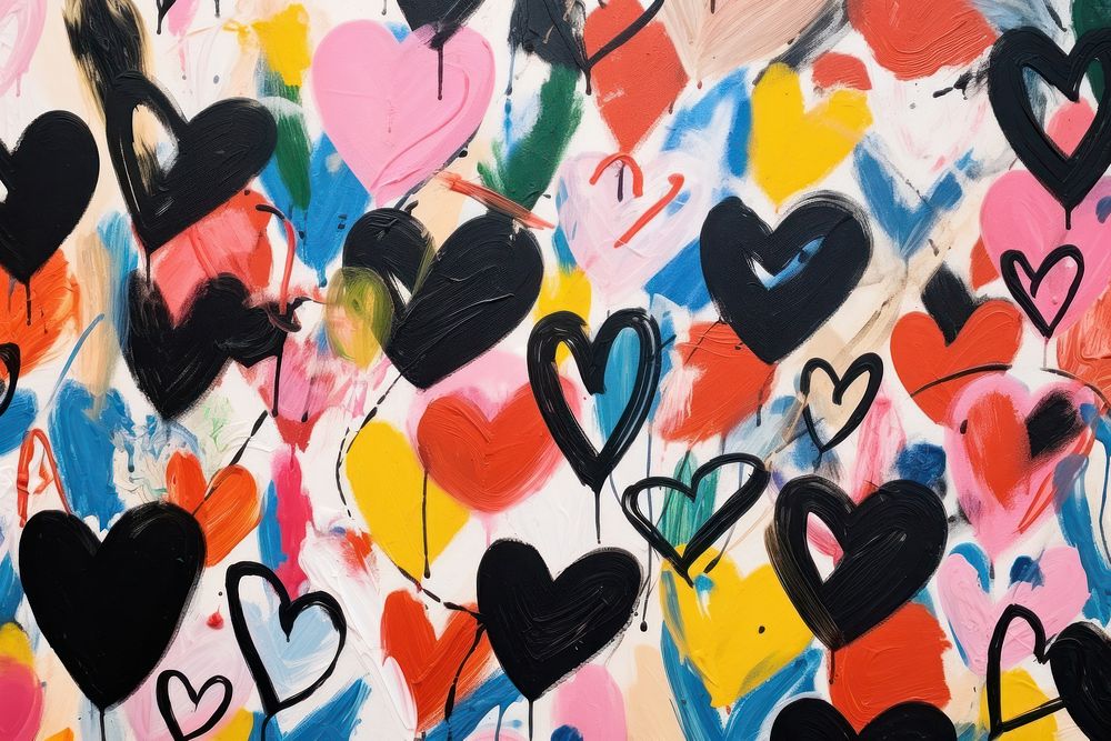 Various heart backgrounds abstract painting. | Premium Photo ...