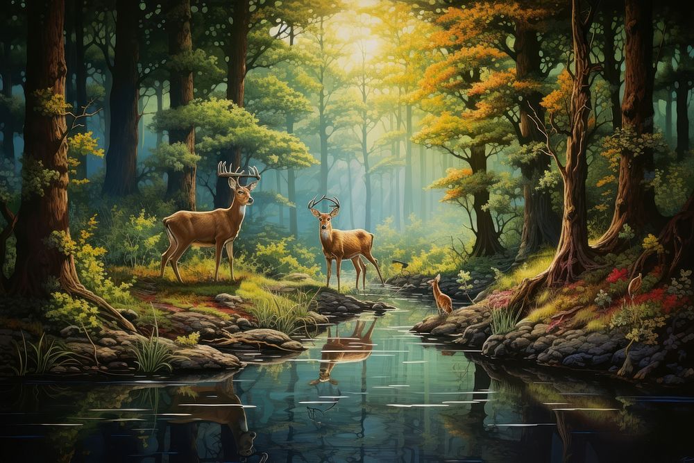 Animals wildlife landscape outdoors. | Free Photo Illustration - rawpixel