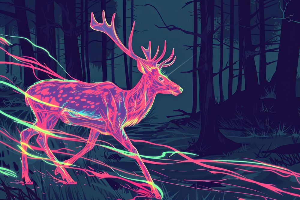 Glowing deer forest style graphic | Premium Photo Illustration - rawpixel