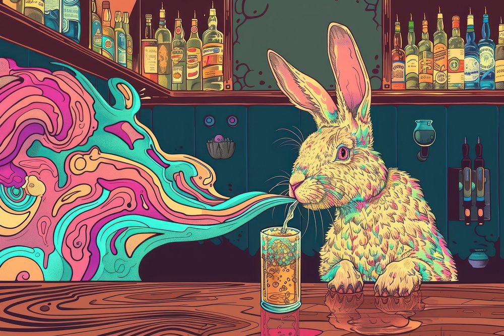 Drinking rabbit alcohol pub style | Premium Photo Illustration - rawpixel