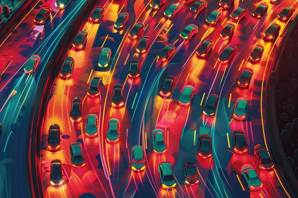 Illustration Aerial view Road Traffic | Free Photo Illustration - rawpixel