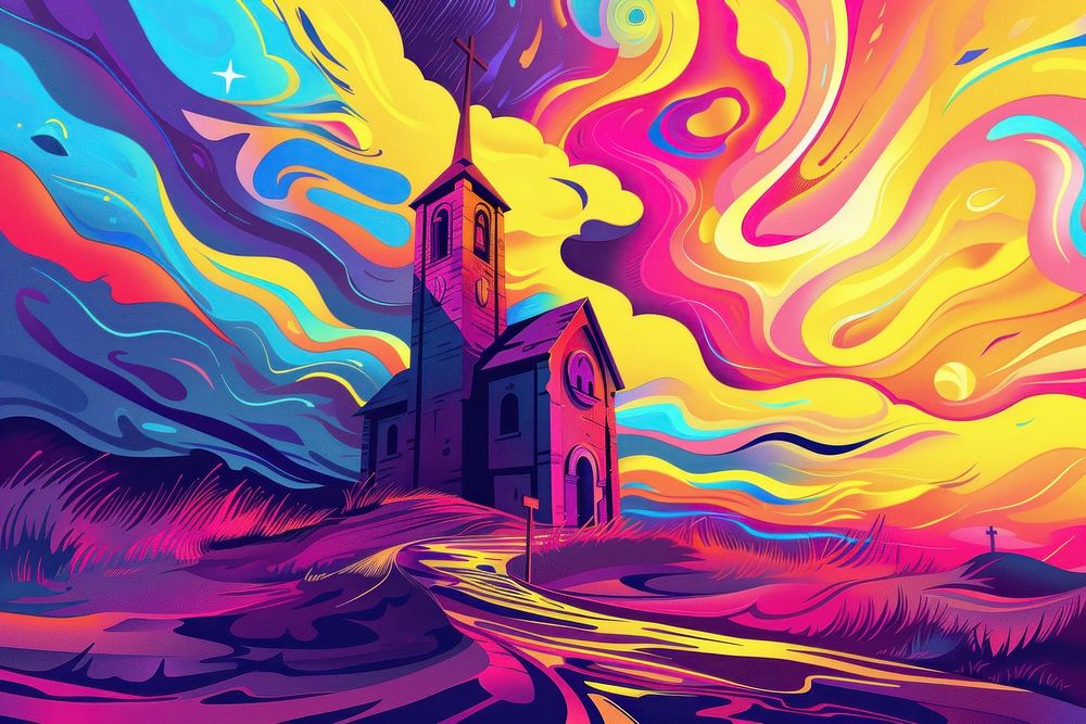 Illustration christian church painting art | Premium Photo Illustration ...