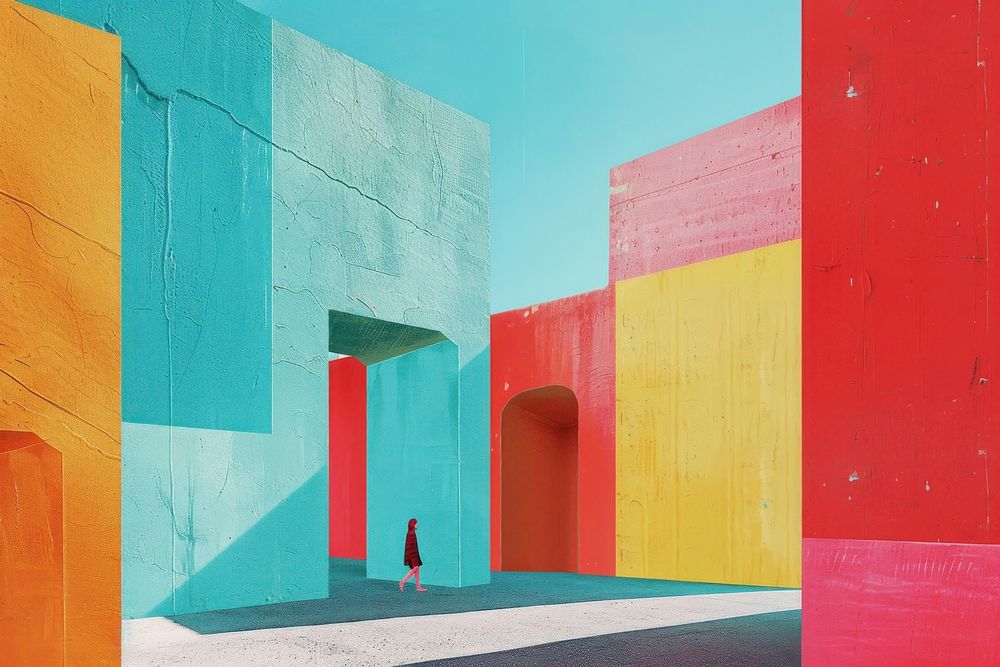 Retro collage Museum architecture painting | Premium Photo Illustration ...