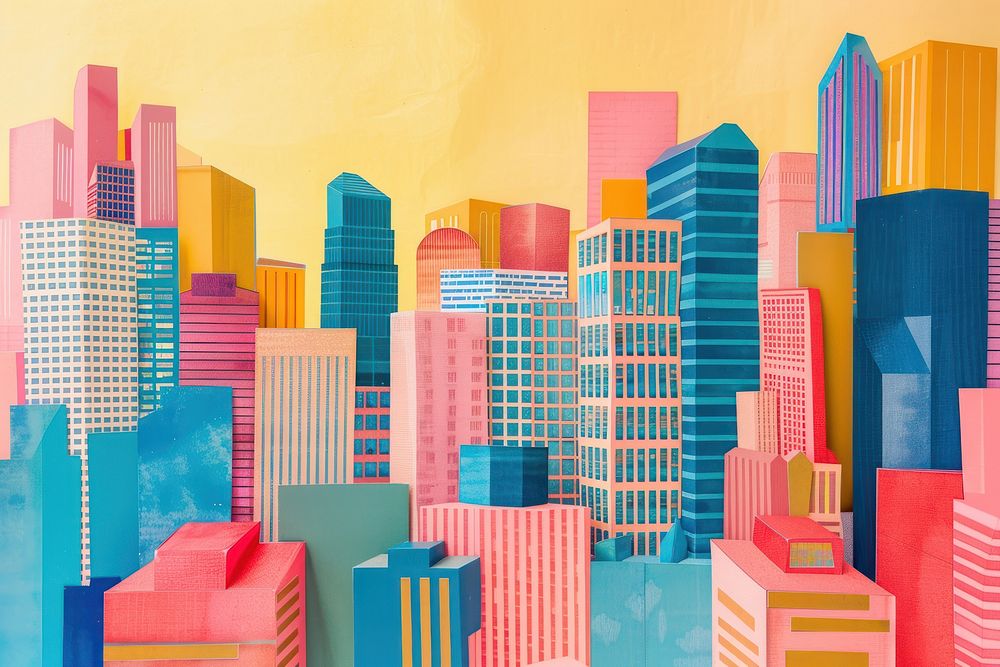 Retro collage Cityscape cityscape architecture | Premium Photo ...