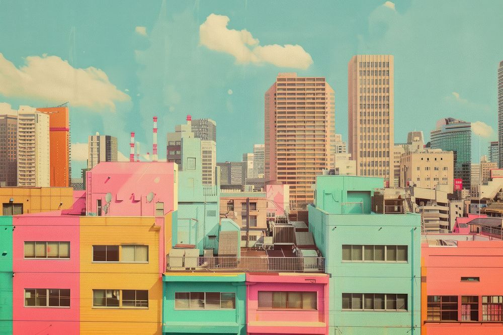 Retro collage Cityscape cityscape architecture | Free Photo ...
