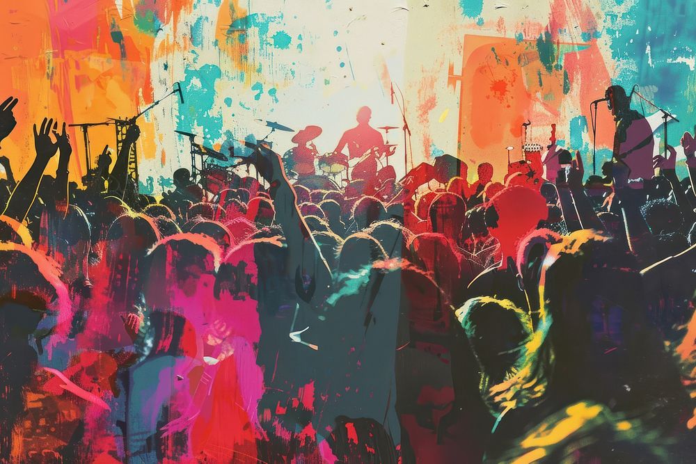 Retro collage Concert crowd live | Free Photo Illustration - rawpixel