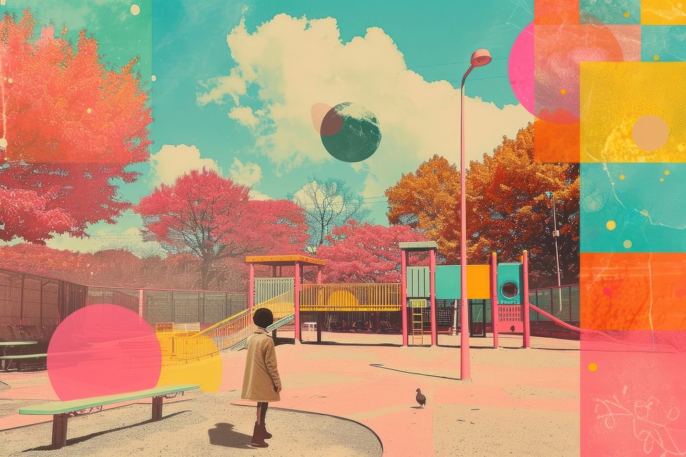 Retro collage Park playground outdoors | Premium Photo Illustration ...