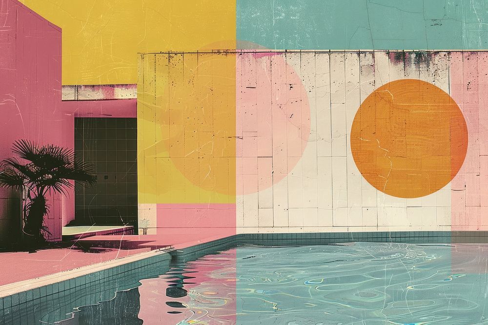 Retro collage Pool painting pool | Free Photo Illustration - rawpixel