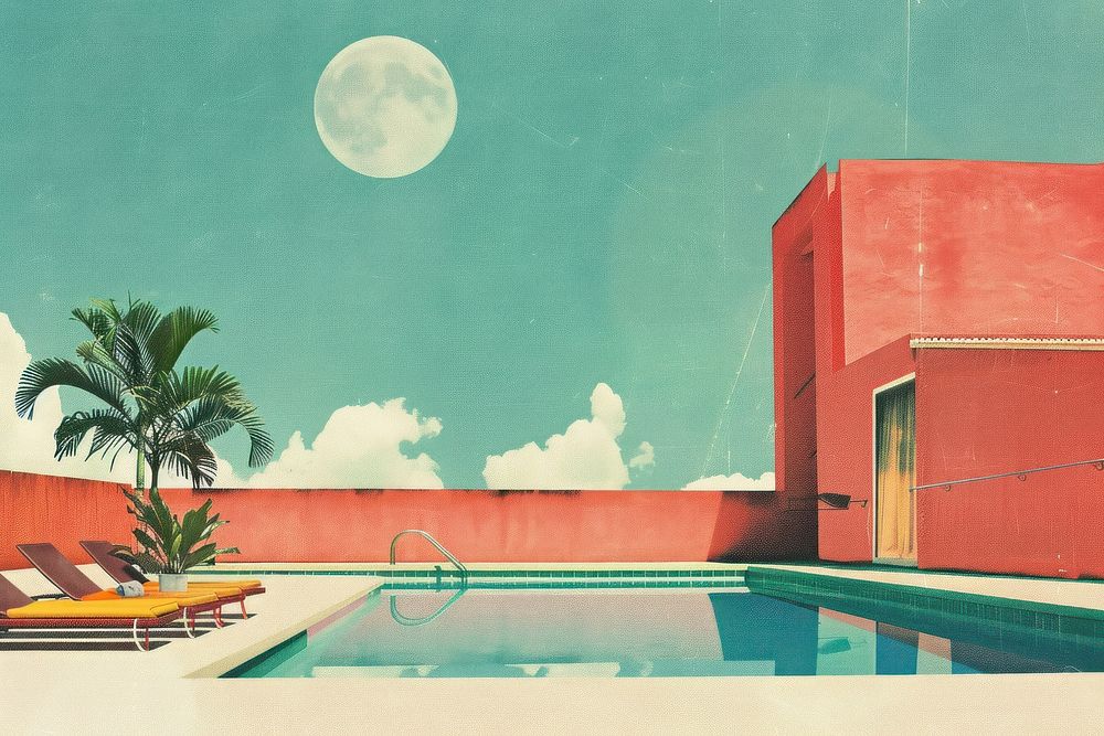 Retro collage Pool architecture outdoors | Free Photo Illustration ...