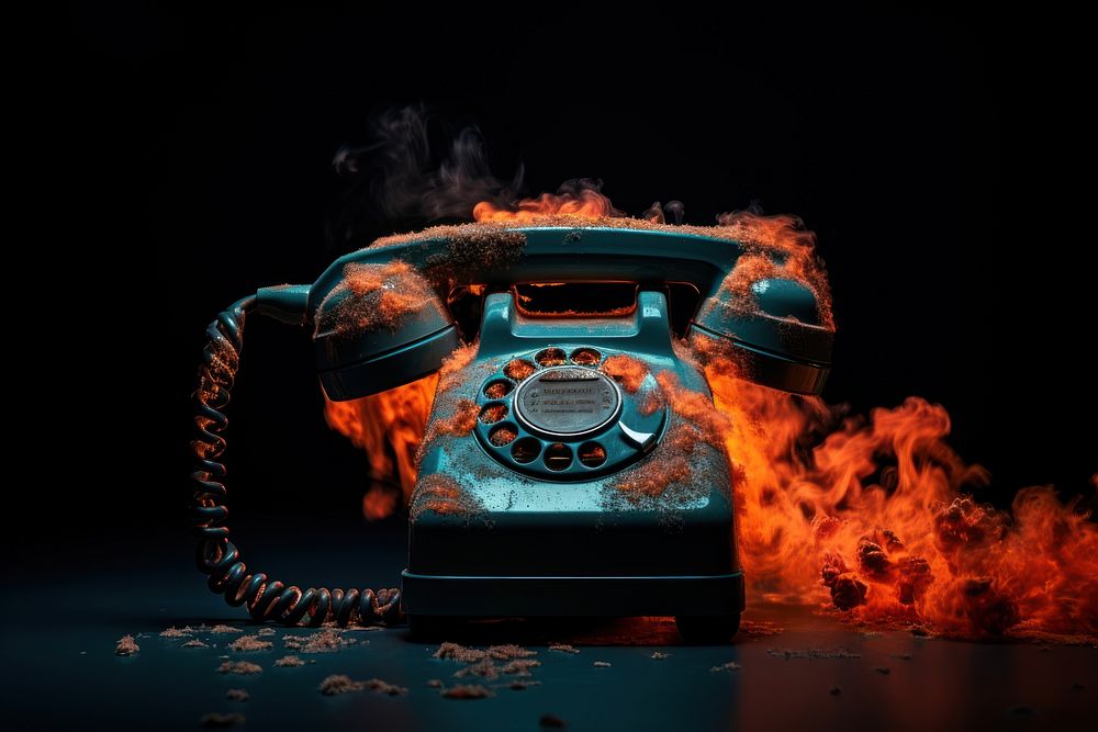 Corded landline phone fire flame | Free Photo - rawpixel