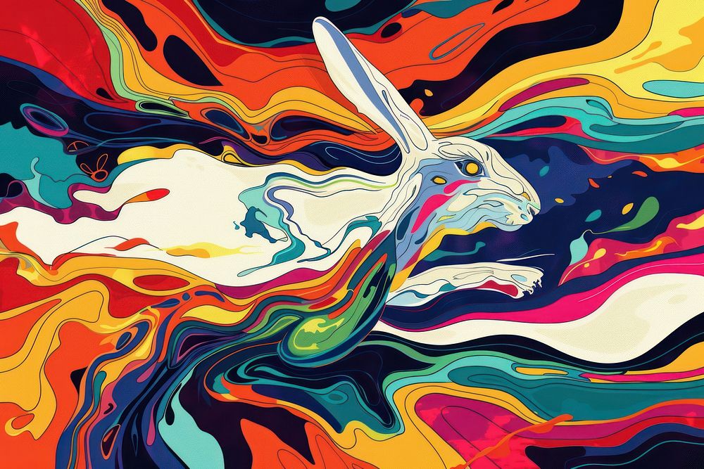 Rabbit racing quickly Wonderland style | Premium Photo Illustration ...