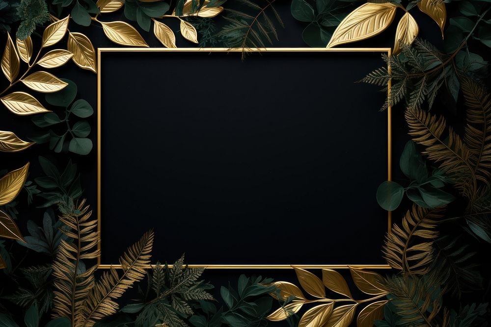 Gold frame leaves backgrounds blackboard | Free Photo Illustration - rawpixel