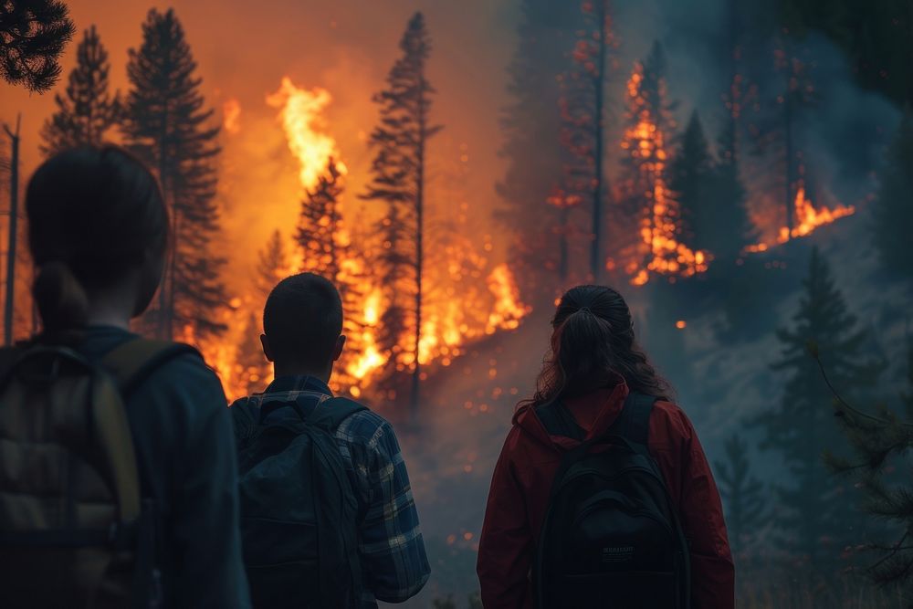 People watching forest fire adult | Free Photo - rawpixel