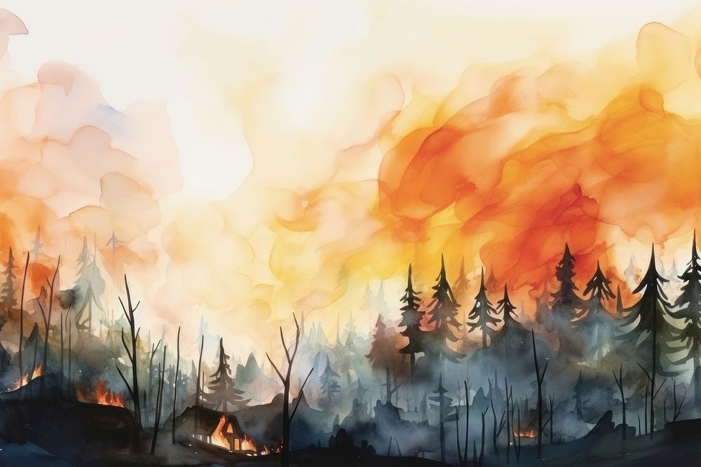 Wildfire forest fire burning town | Premium Photo Illustration - rawpixel