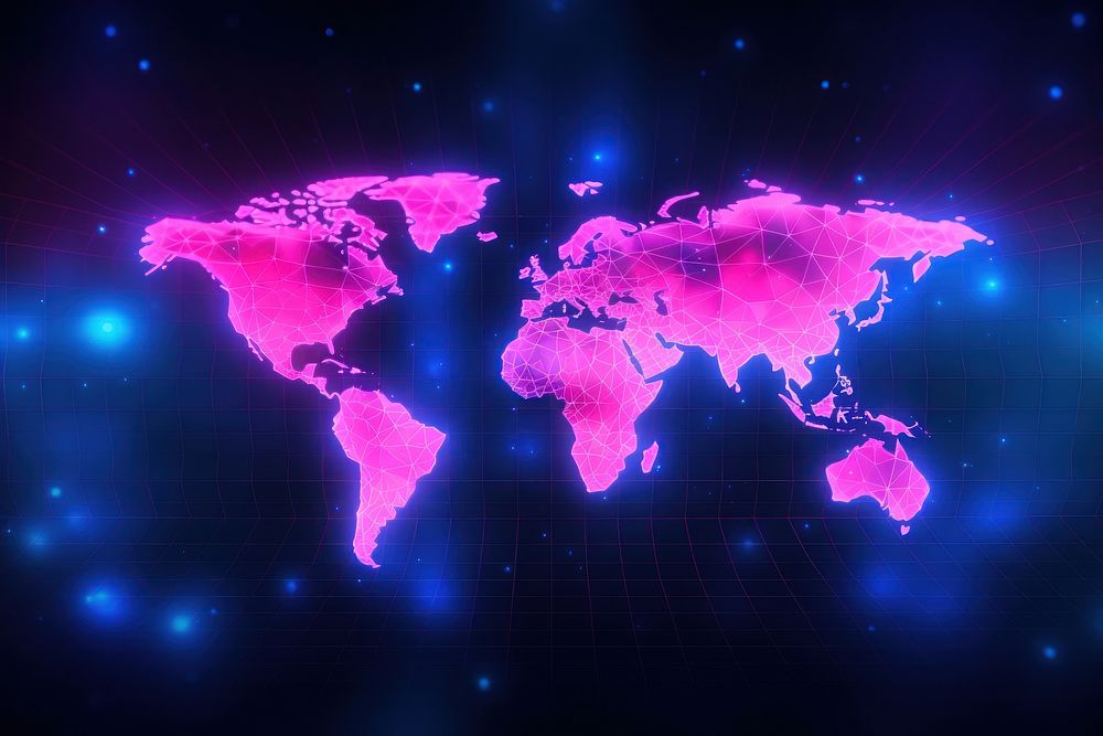 Retrowave world map space backgrounds | Free Photo Illustration - rawpixel