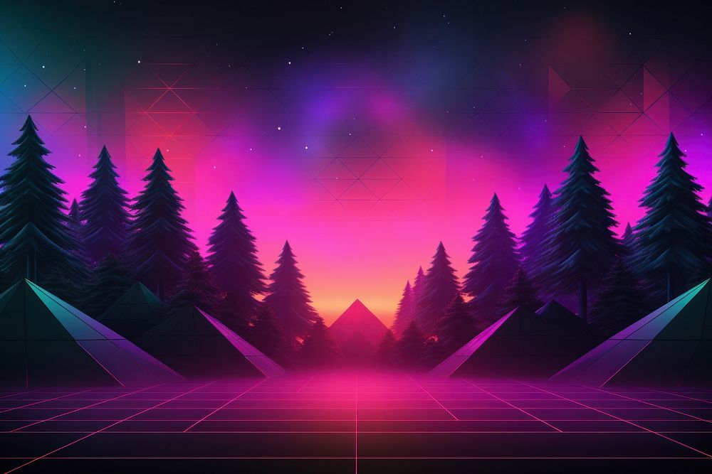 Retrowave forest backgrounds abstract nature. | Free Photo Illustration ...