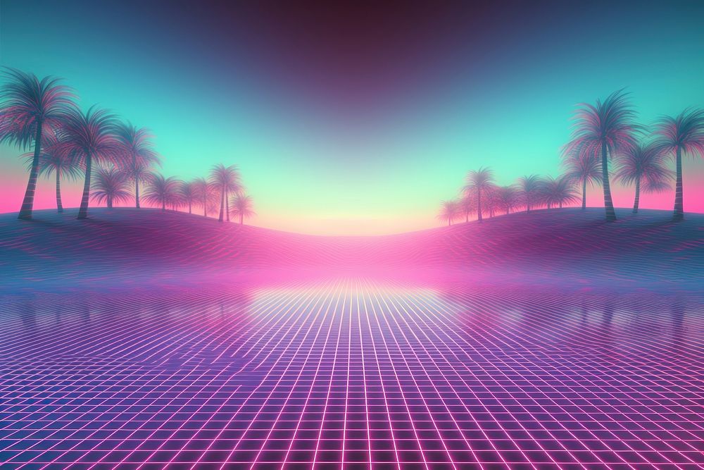 Retrowave beach backgrounds sunlight outdoors. | Premium Photo ...